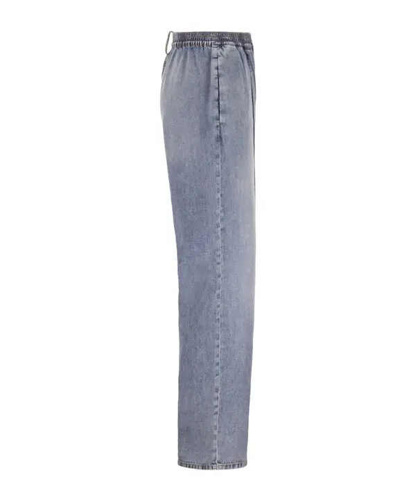 Fabiana Filippi Elastic Waist Denim Pants With Beaded Belt Loops