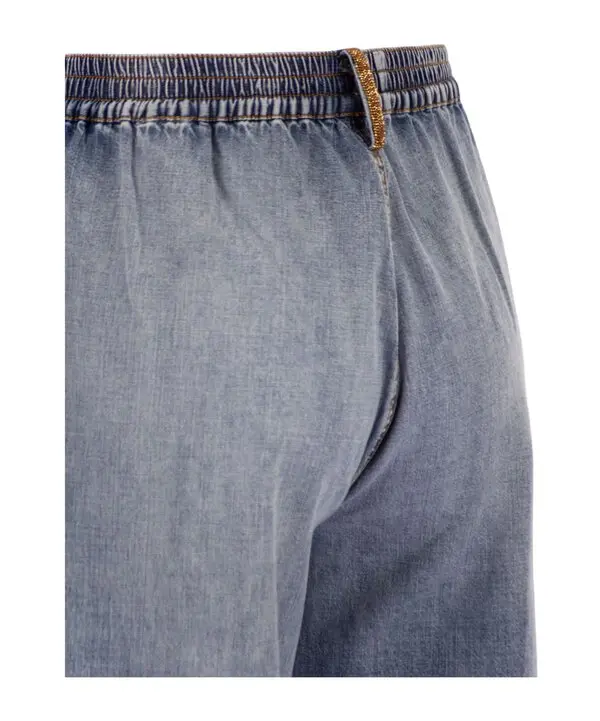 Fabiana Filippi Elastic Waist Denim Pants With Beaded Belt Loops