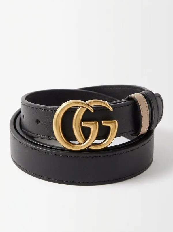 Gucci Gg Marmont Reversible Skinny Belt - Black