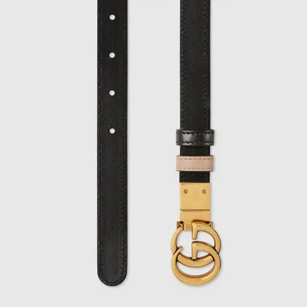 Gucci Gg Marmont Reversible Skinny Belt - Black
