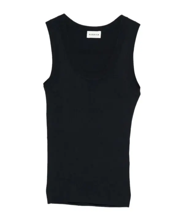 P.a.r.o.s.h Sleeveless Ribbed Knit Top - Black