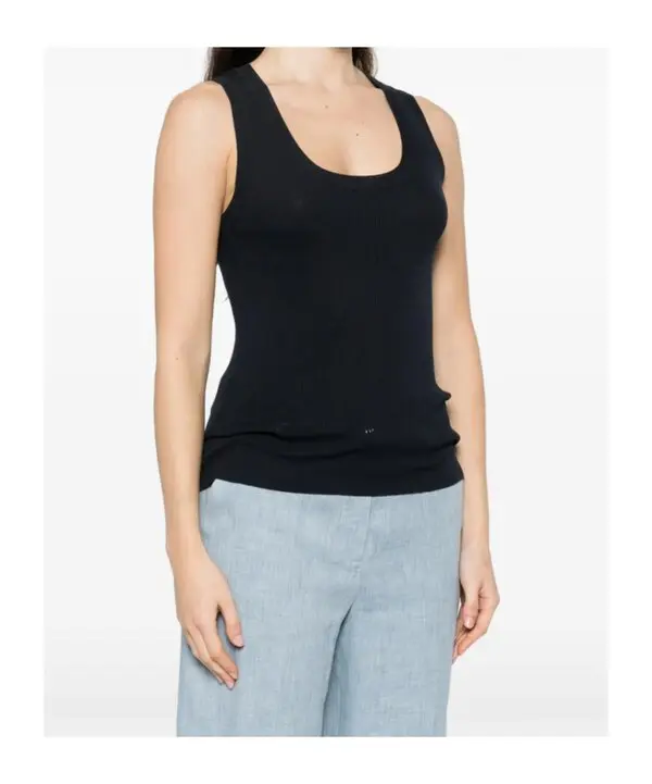 P.a.r.o.s.h Sleeveless Ribbed Knit Top - Black