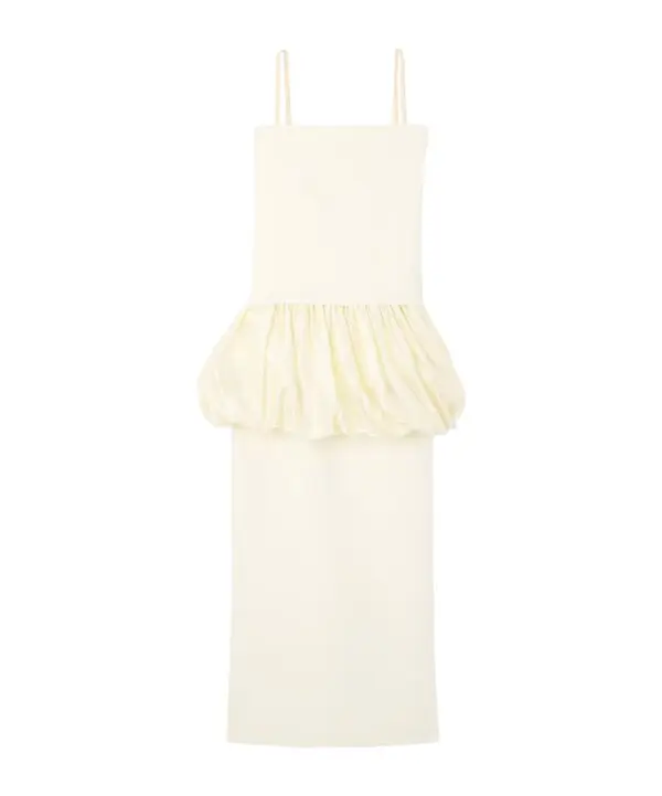Carven Layered Grain De Poudre Wool And Gathered Satin Gown