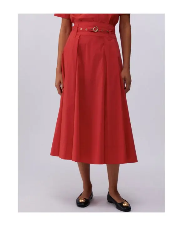 Liu Jo Poplin Midi Skirt With Belted Waist