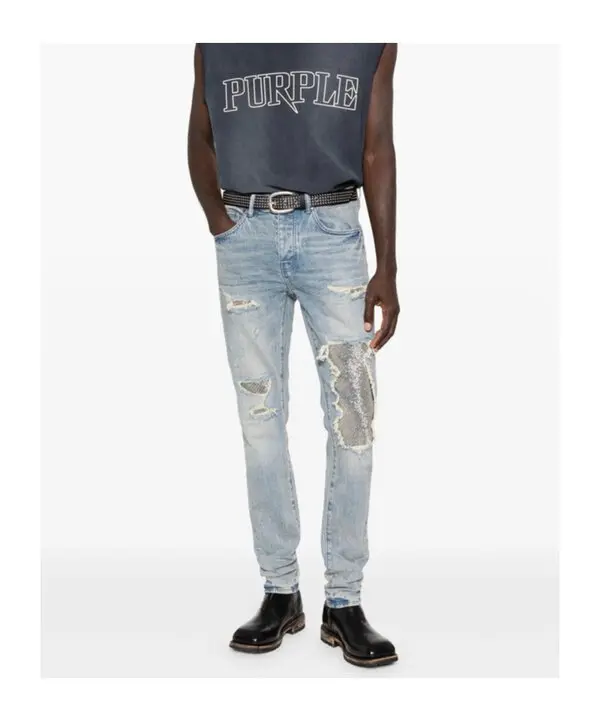 PURPLE BRAND Distressed Sequin Detail Jeans