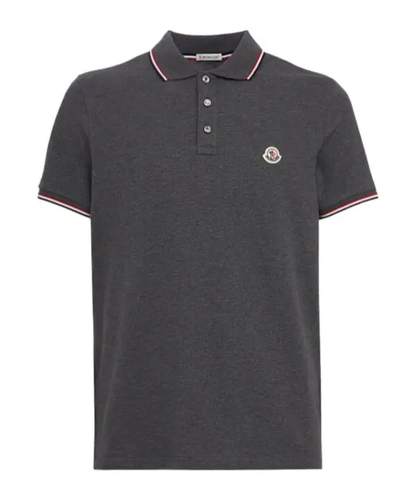 Moncler Tricolour-trimmed Cotton Polo Shirt - Black