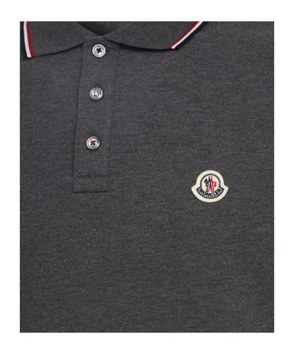 Moncler Tricolour-trimmed Cotton Polo Shirt - Black