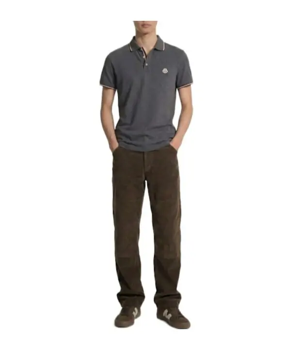 Moncler Tricolour-trimmed Cotton Polo Shirt - Black