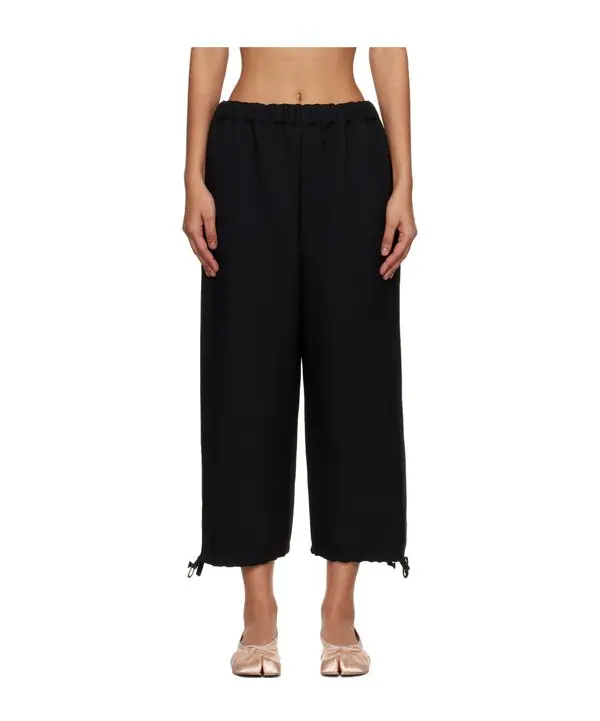 Comme Des Garçons Elasticated Waist Drawstring Cuff Casual Pants - Black