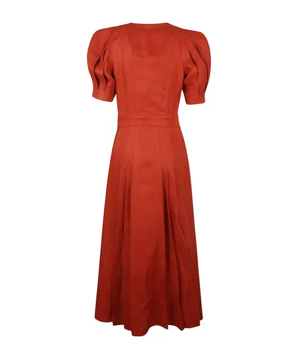 Gabriela Hearst Belted Pleated Dress - Red