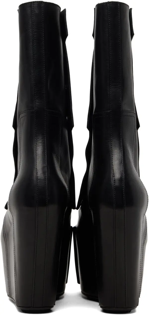 Rick Owens Square-toed Wedge Boots With Rivets