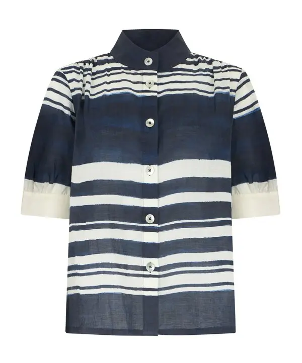 Veronica Beard Striped Short-sleeve Shirt - Black