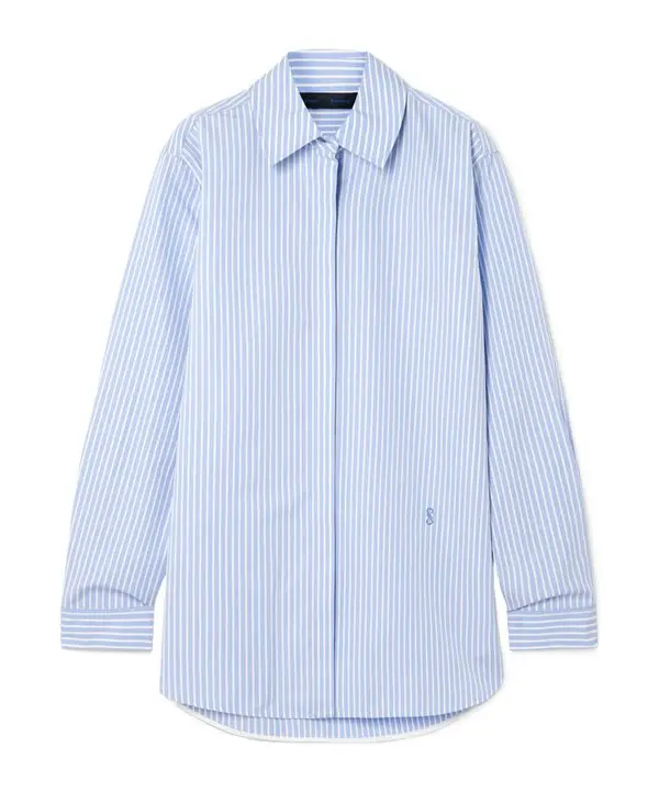 Proenza Schouler Striped Cotton-silk Blend Shirt - Light Blue