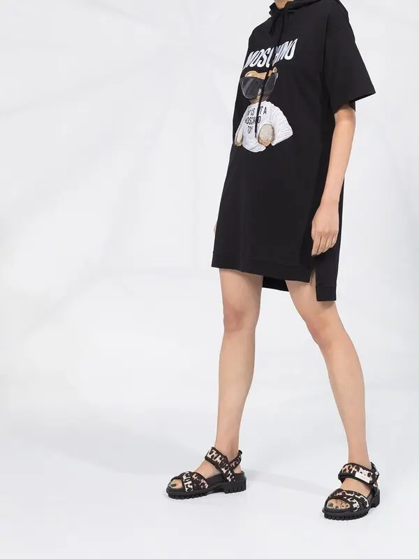 Moschino Teddy Bear Graphic Hoodie Dress