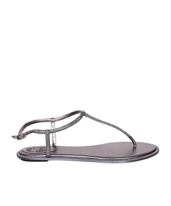Rene Caovilla Embellished T-strap Flat Sandals