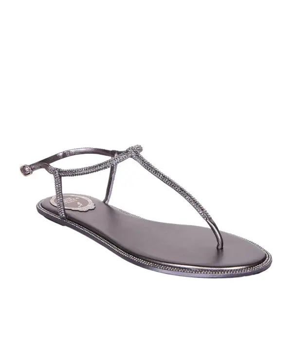 Rene Caovilla Embellished T-strap Flat Sandals