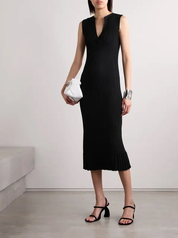 Proenza Schouler Tatum Ribbed Knit V-neck Midi Dress