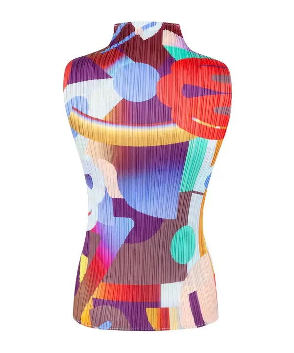PLEATS PLEASE BY ISSEY MIYAKE Sleeveless High-neck Printed Top