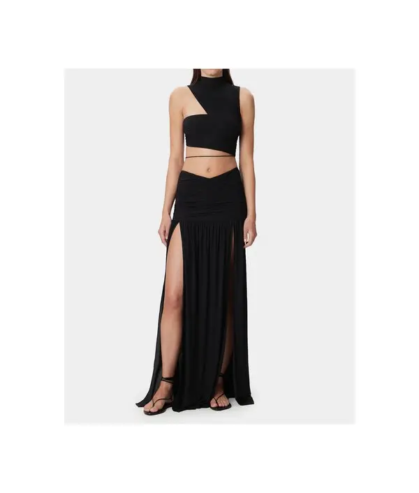 AMAZUIN Gathered Side-slit Maxi Skirt