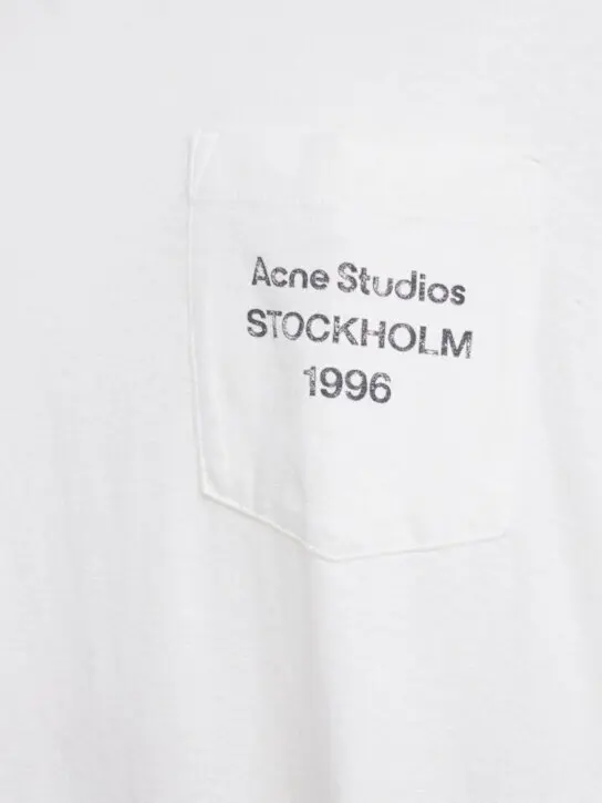 Acne Studios Long Sleeve Organic Cotton Blend T-shirt With Crewneck And Pocket Detail