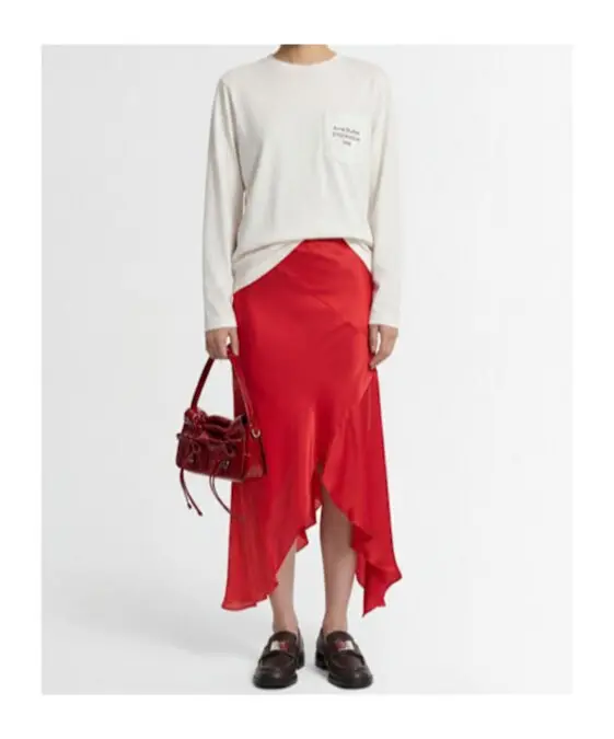Acne Studios Long Sleeve Organic Cotton Blend T-shirt With Crewneck And Pocket Detail