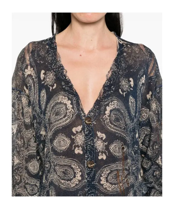 R13 Paisley Print Button-up Knitwear