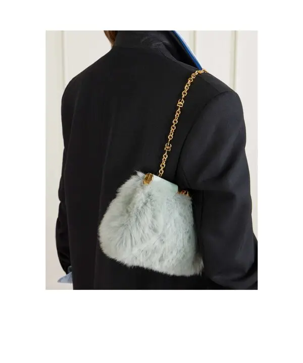 Dolce & Gabbana Marlene Leather-trimmed Shearling Shoulder Bag