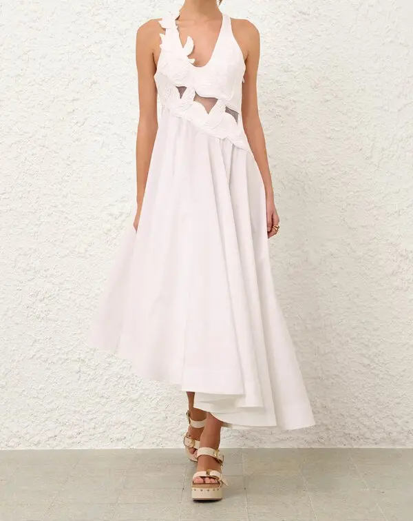 Zimmermann Appliquéd Sleeveless Midi Dress - Ivory
