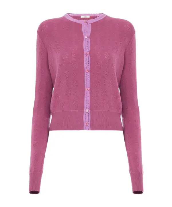 Chloé Fitted Cardigan In A Wool Knit - Pink
