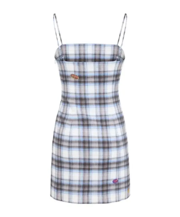 Acne Studios Check Linen Blend Mini Dress - Gray