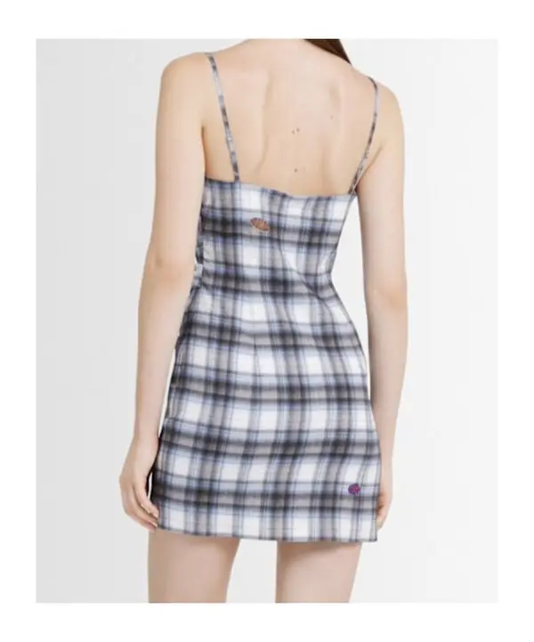 Acne Studios Check Linen Blend Mini Dress - Gray