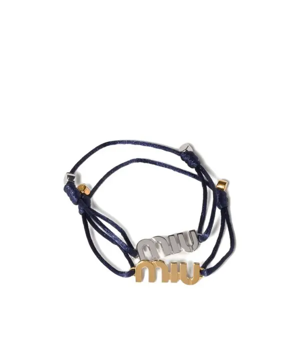 Miu Miu Logo Cord Bracelet - Black