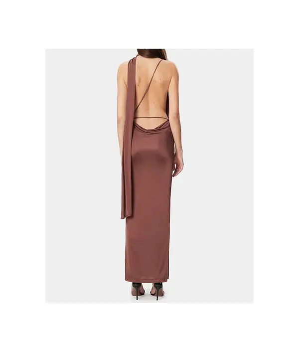 AMAZUIN Halterneck Draped Maxi Dress With Slit