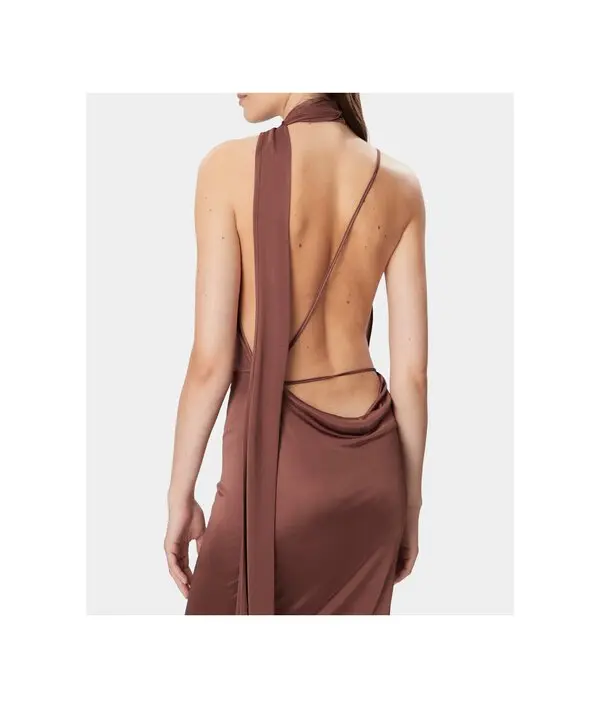 AMAZUIN Halterneck Draped Maxi Dress With Slit