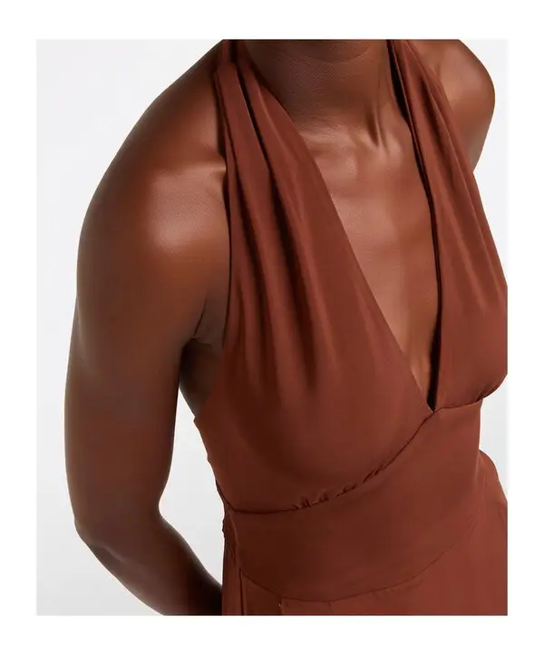 Max Mara Sleeveless V-neck Draped Jumpsuit