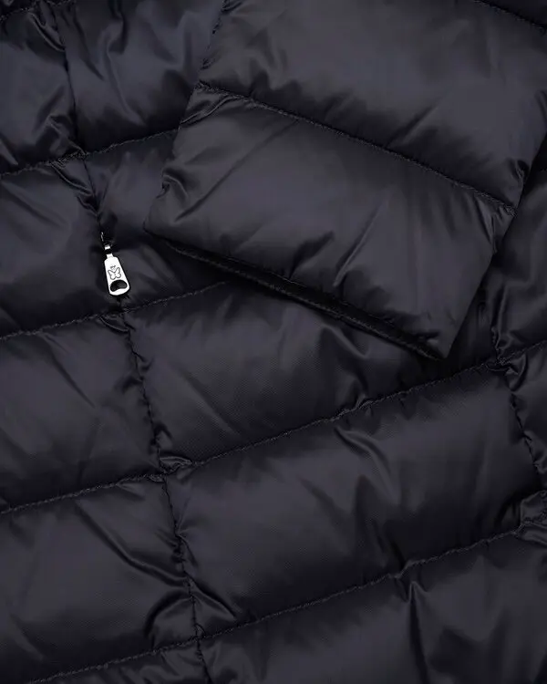 Max Mara Quilted Down Jacket With Fur Trim - Blue