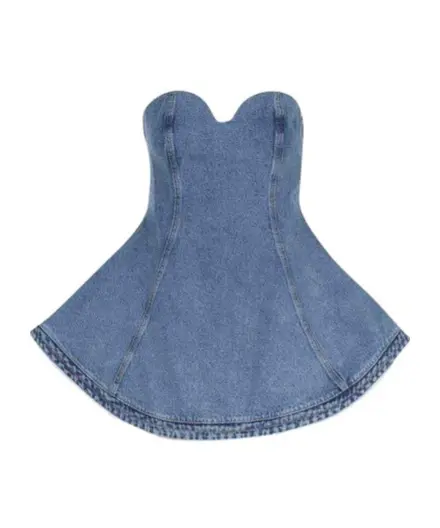 Magda Butrym Strapless Denim Bustier Dress - Blue