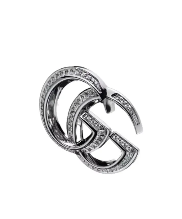 Gucci Gg Marmont Crystal Brooch - Palladium Gold