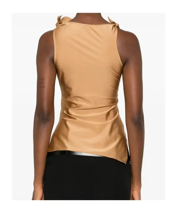 Coperni Asymmetric Rose-embellished Knotted Blouse