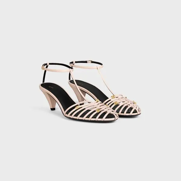 Celine Cage Heeled Sandal In Goatskin - Nude