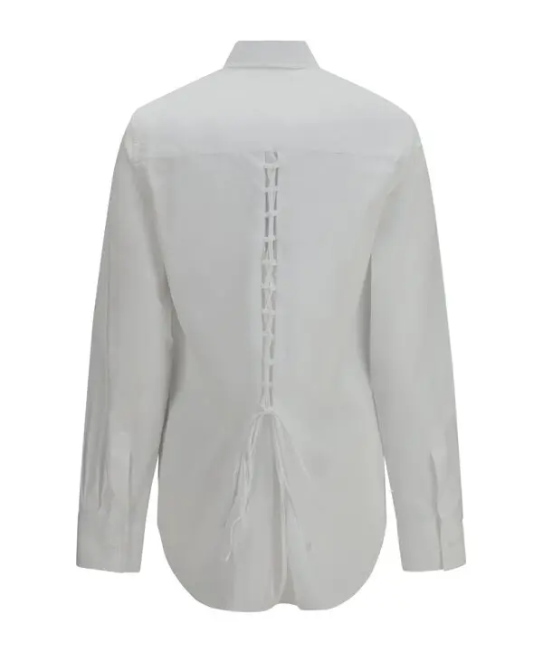 Ermanno Scervino Back Lace-up Cotton Shirt - Gray