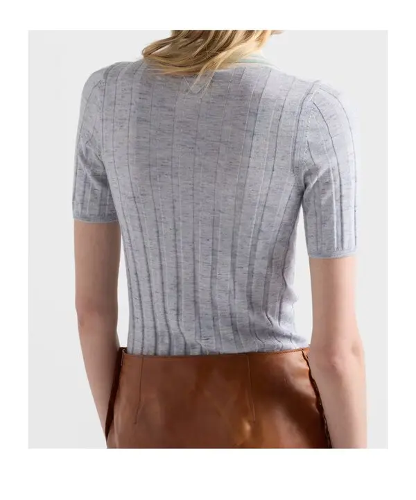 Prada Cashmere, Silk, And Linen Polo Sweater