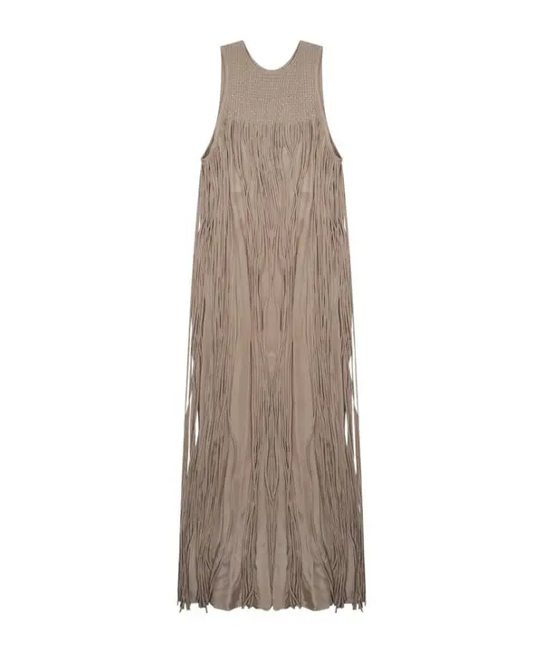 ALYSI Long Fringed Sleeveless Maxi Dress