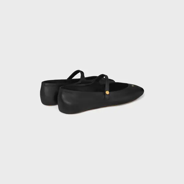 Celine Lambskin Ballerina Flats With Logo Detail