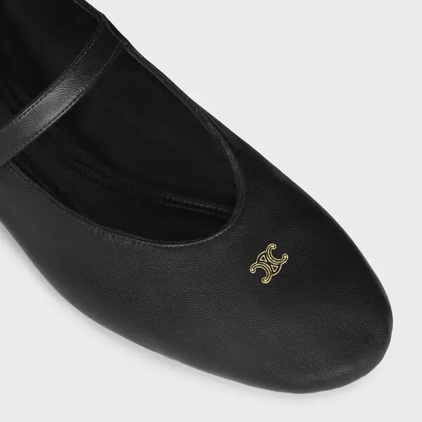Celine Lambskin Ballerina Flats With Logo Detail