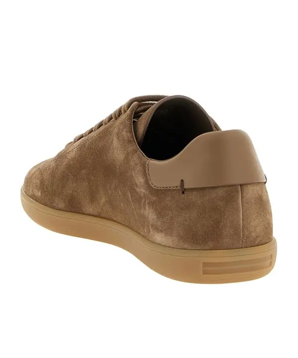 Zegna Suede Low-top Sneakers With Logo Detail - Brown