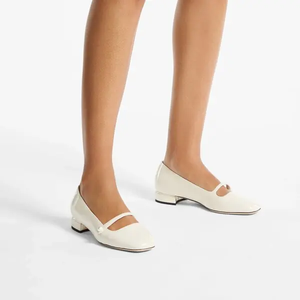 JIMMY CHOO Elisa Ballerina Pumps With Pearl Detail - Latte