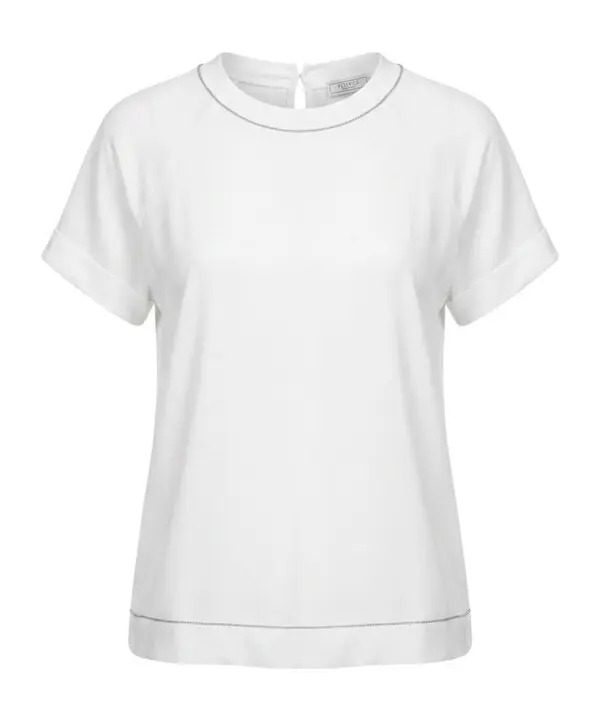 Peserico Trim-detail T-shirt - Bianco Luce