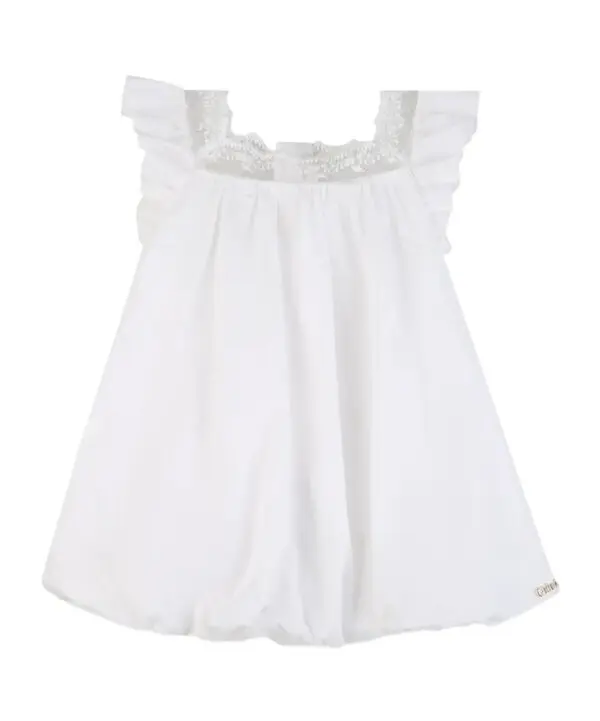 Chloé Ruffled Lace-trim Dress - White