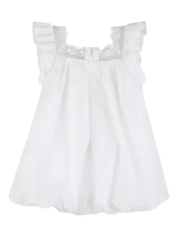 Chloé Ruffled Lace-trim Dress - White